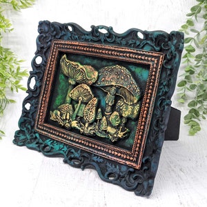 Mushroom Sculpted Framed Art, Gothic Home Decor Wall Tabletop ...