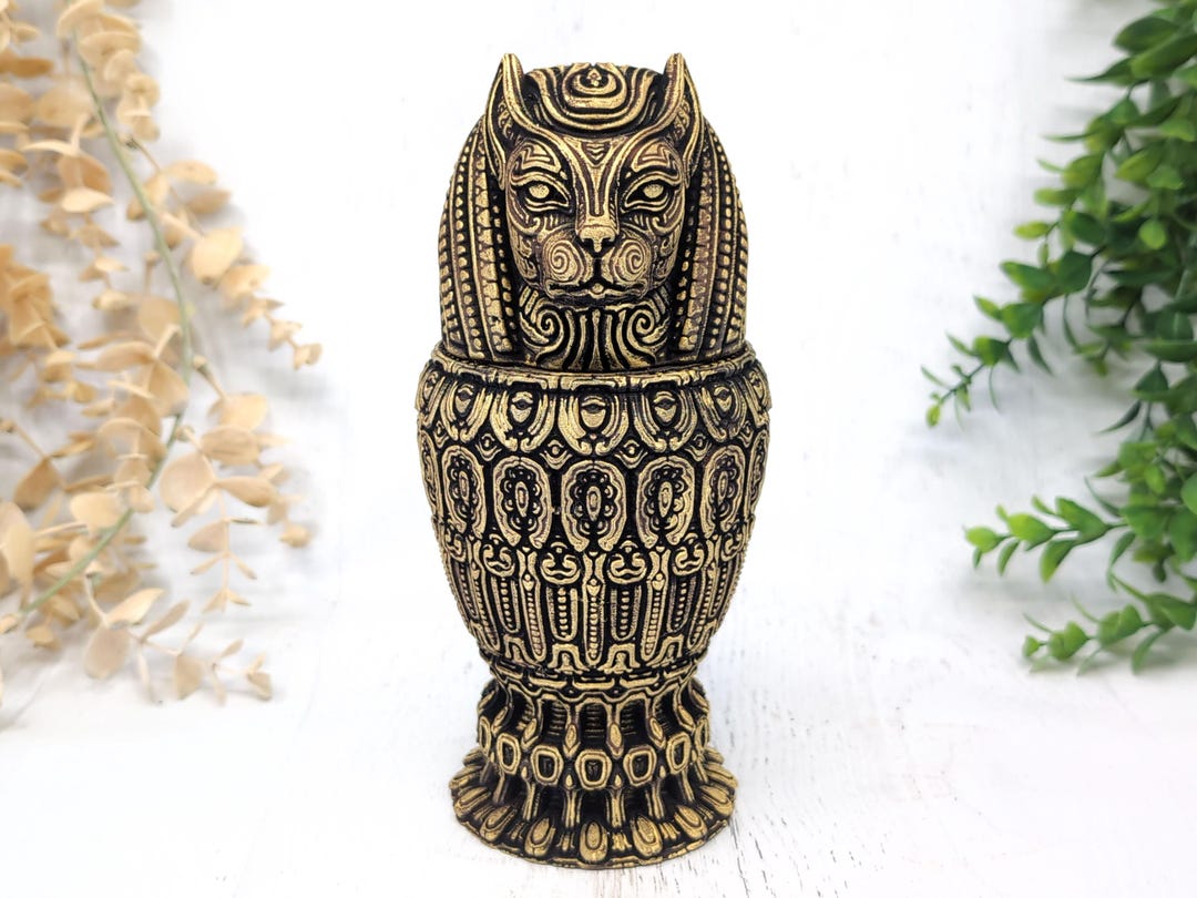 Bast Canopic Jar, Bastet Cat Urn Container, Egyptian Goddess Storage ...