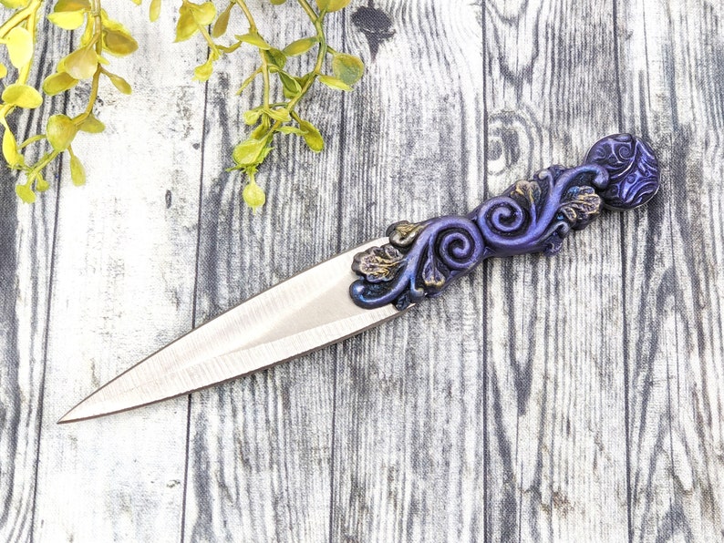 Mini Wiccan Athame Swirls Crystal Blade / Wicca Ritual Knife - Etsy