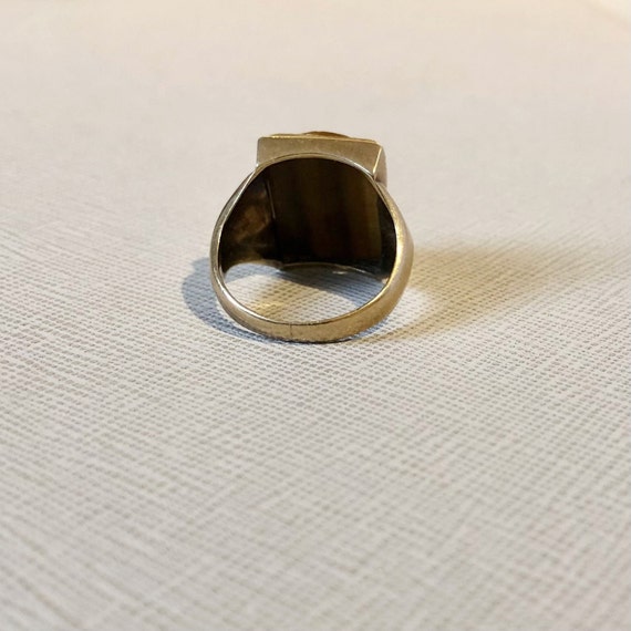 Vintage WWII Soldier Signet Tigers Eye Cameo Ring 10k… - Gem