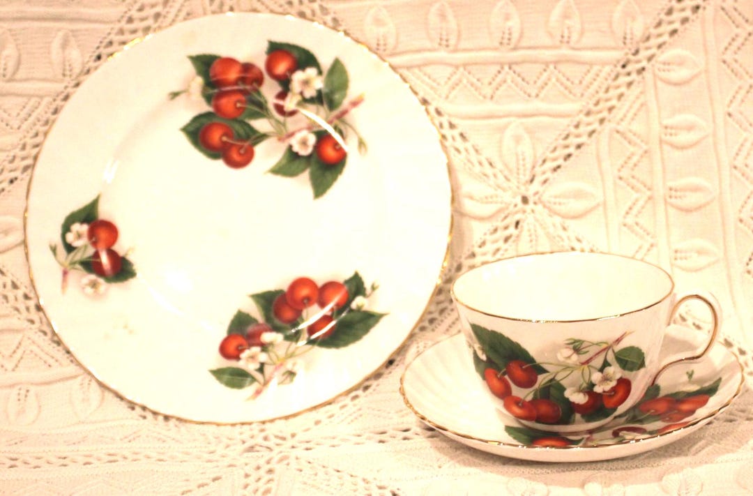 Gorgeous Vintage Adderley England Bone China Cherry Ripe Tea Cup and ...