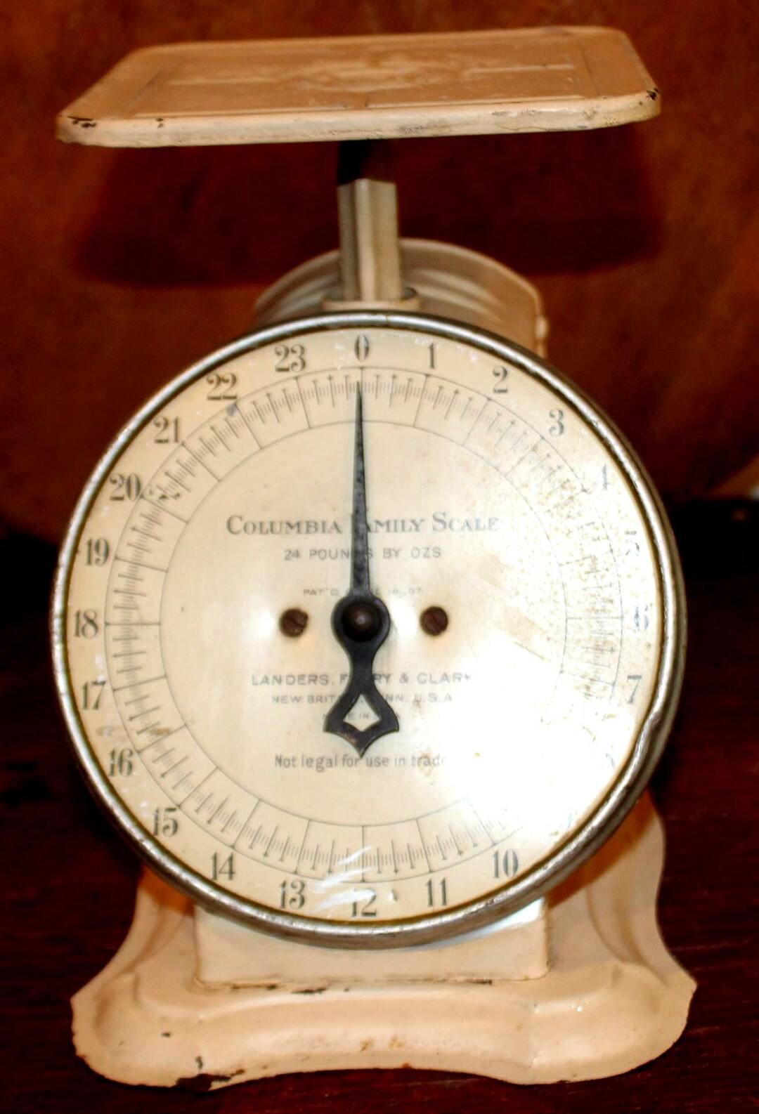 Very Nice Antique Columbia Family Scale in Cream Paint- Landers, Frary ...