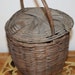 Wonderful Antique Ash Splint Basket With Lid and Hand Carved Notched ...