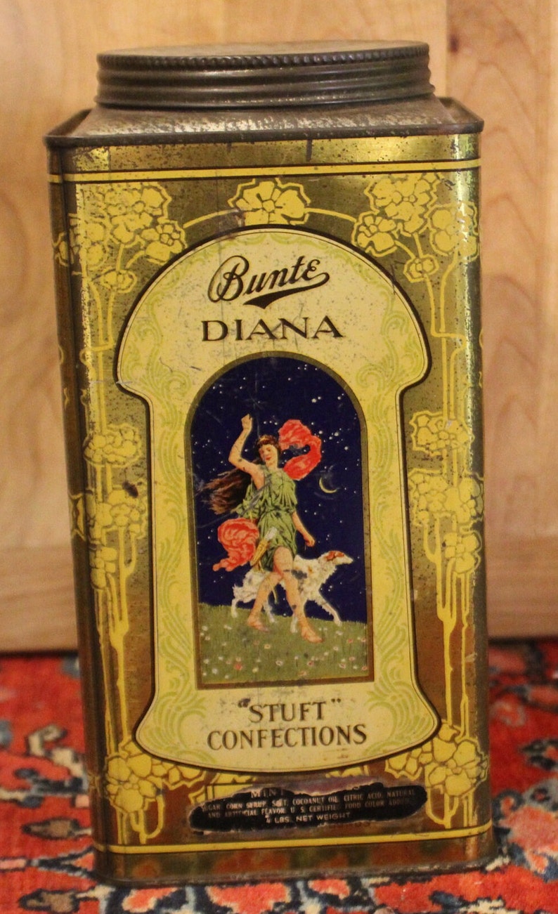 Art Nouveau Diana Bunte "stuft" Confections Vintage Tin - Farmhouse ...
