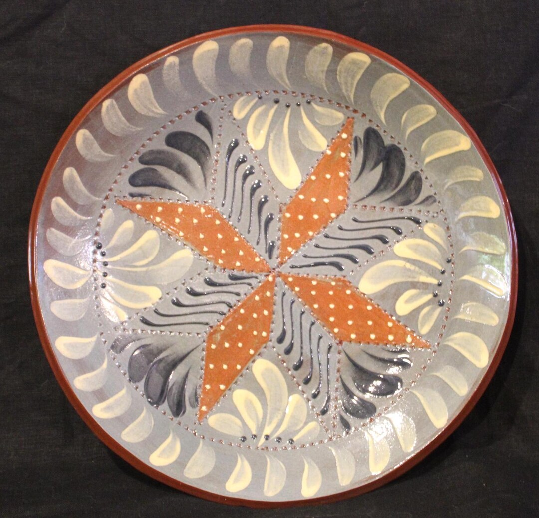 Wonderful Signed Eldreth Redware Pottery Handpainted Plate Usa ...