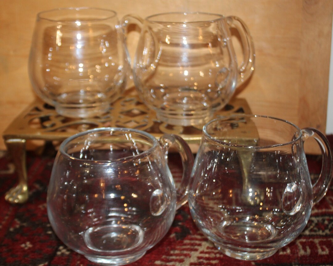 Hand-blown Glass Beer Mugs With Handles, Set of 4 - Etsy
