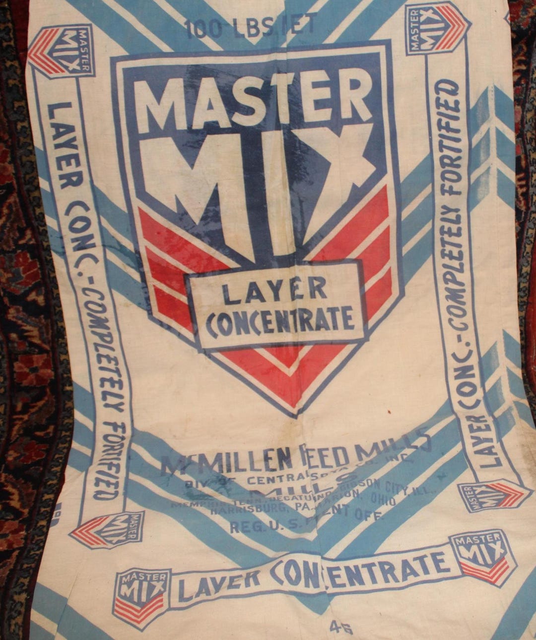 Vintage Double-sided Master Mix Layer Concentrate Muslin Feed Sack-red ...