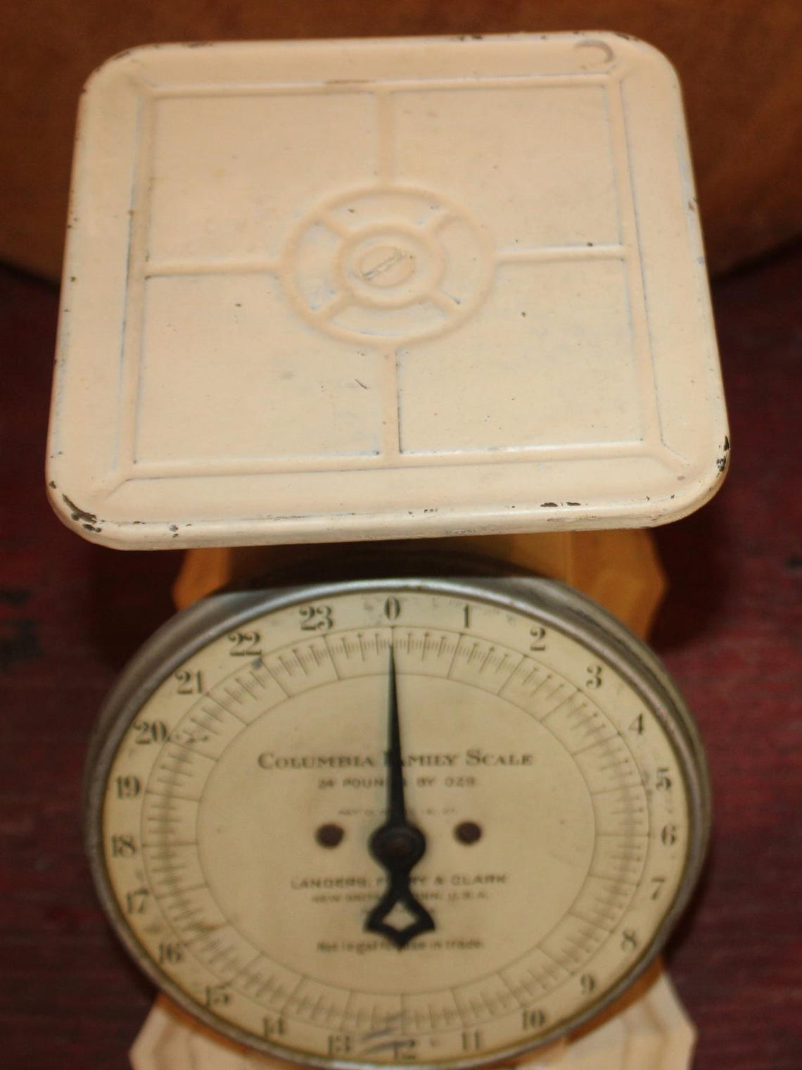 Very Nice Antique Columbia Family Scale in Cream Paint Landers, Frary ...