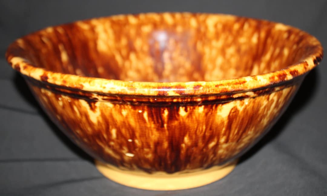 Gorgeous Antique Rockingham/bennington Spatterware Mixing Bowl Vermont ...