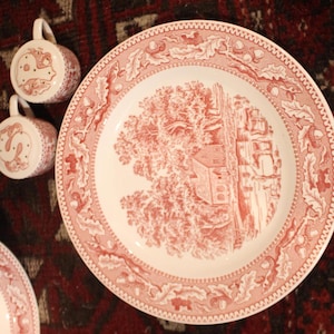 Wonderful Red and White Memory Lane Royal Ironstone Dinnerware Set-made ...