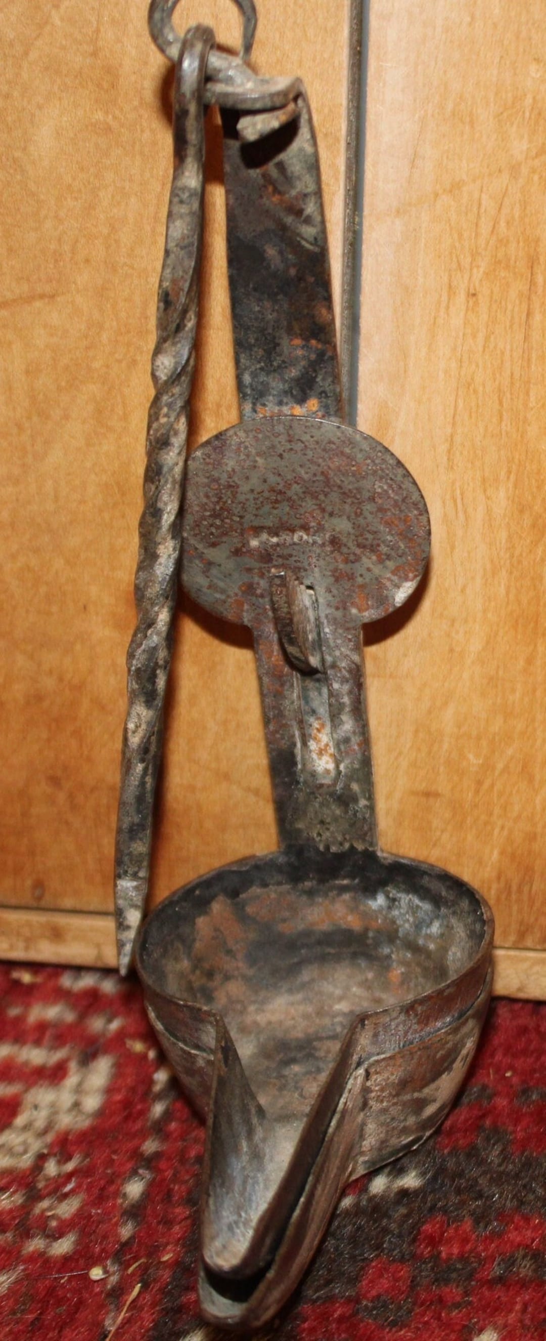 Wonderful 19th Century Hand Forged Double Iron Betty Lamp- Early ...