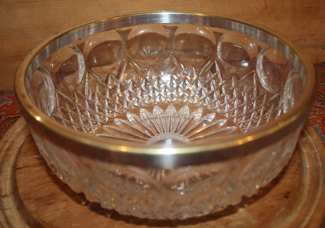 Great Vintage Cut Glass Silver Plate Rimmed Bowl-made in Germany - Etsy