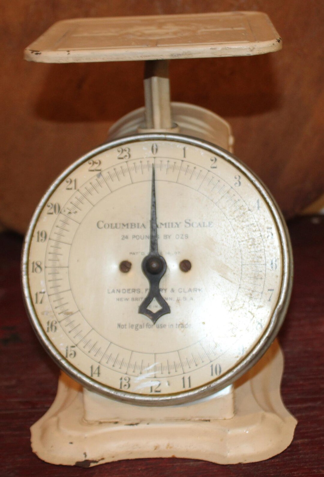 Very Nice Antique Columbia Family Scale in Cream Paint- Landers, Frary ...