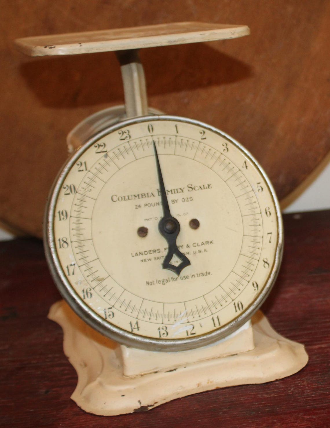 Very Nice Antique Columbia Family Scale in Cream Paint Landers, Frary ...