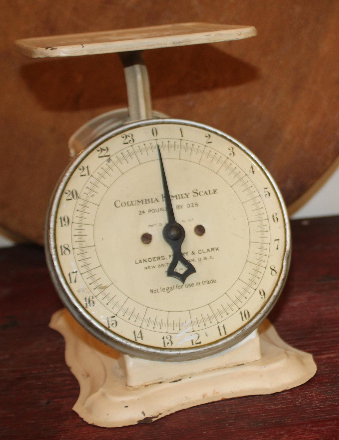 Very Nice Antique Columbia Family Scale in Cream Paint Landers, Frary ...