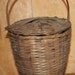 Wonderful Antique Ash Splint Basket With Lid and Hand Carved Notched ...