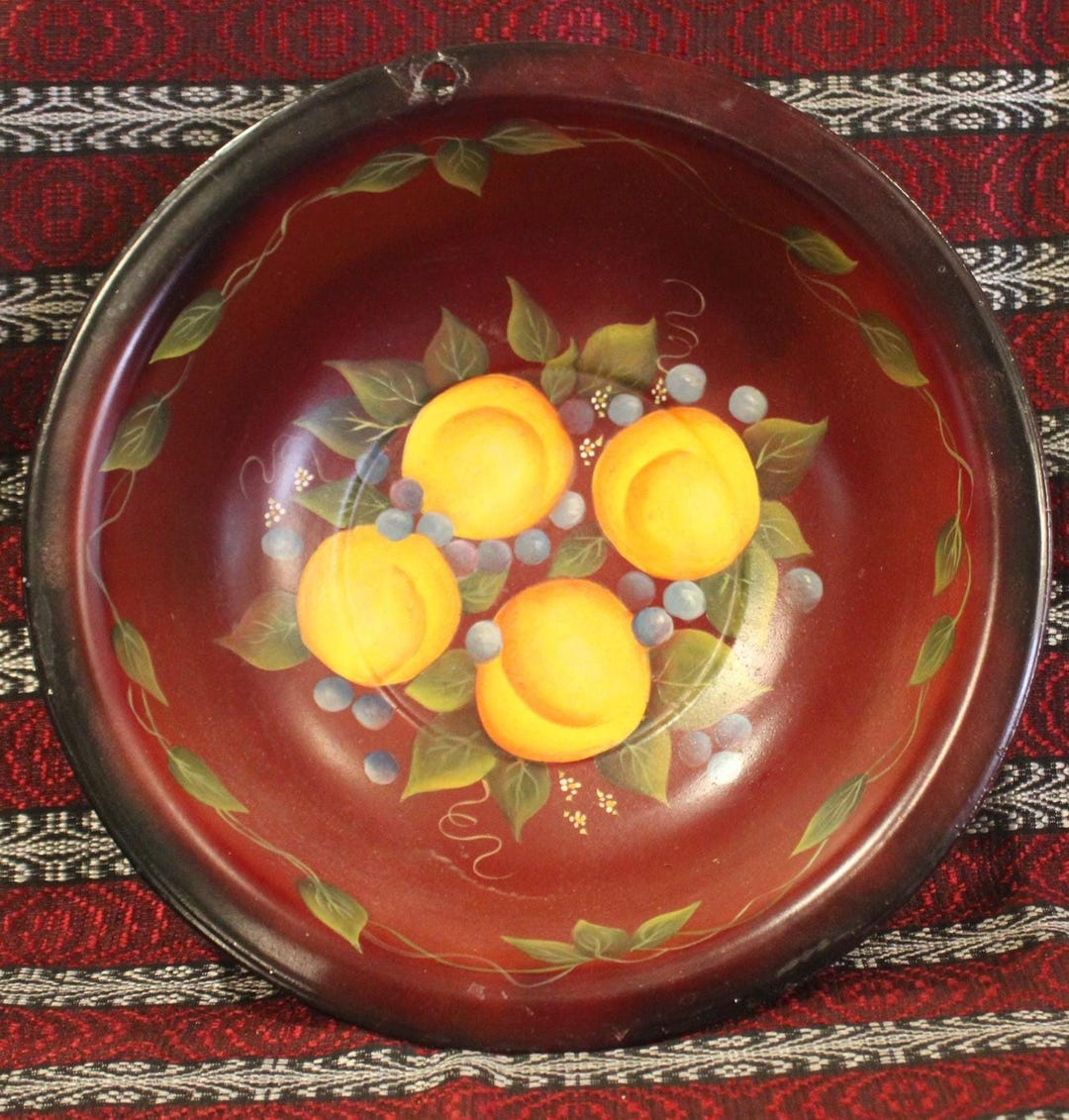 Antique Handpainted Toleware Tin Basin/bowl- Folkart/primitive ...