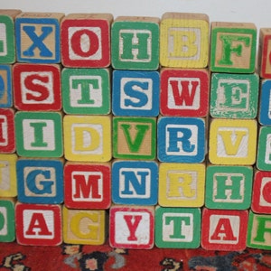 Wonderful Set of 49 Vintage Primary Color Wooden Alphabet Blocks ...