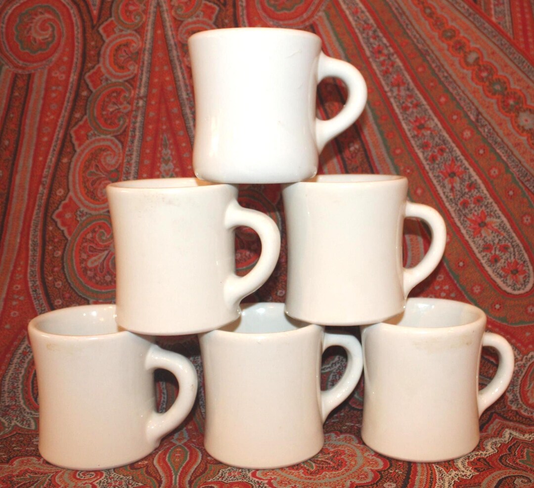 Set of SIX Vintage Heavy White Diner/restaurant Ware Mugs- 5 Victor and ...