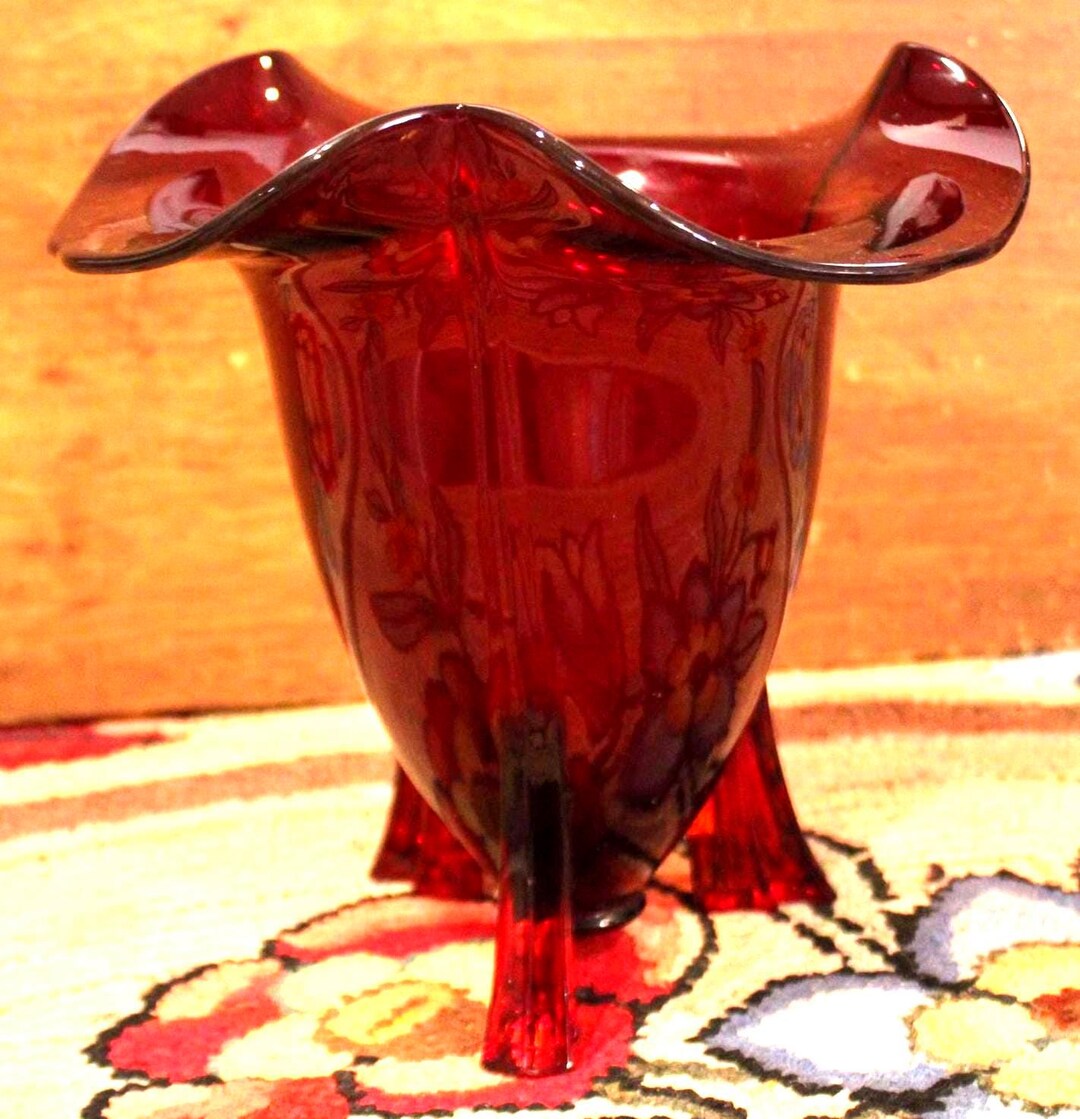 Gorgeous Ruby Red Rocket Vase by New Martinsville Glass Company- Modern ...
