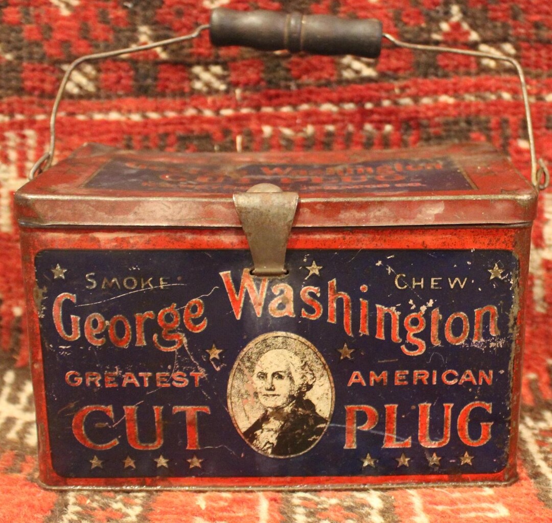 Vintage "george Washington Cut Plug" Lunch Box Style Tobacco Tin ...
