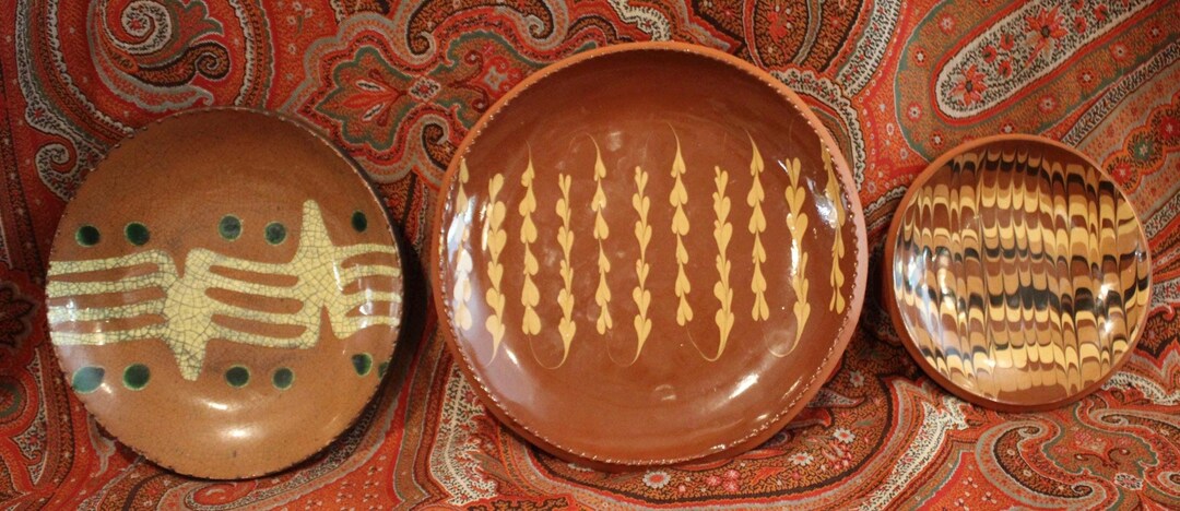 Three Redware Slipware Plates- Not Antique- but Perfect Farmhouse Decor ...