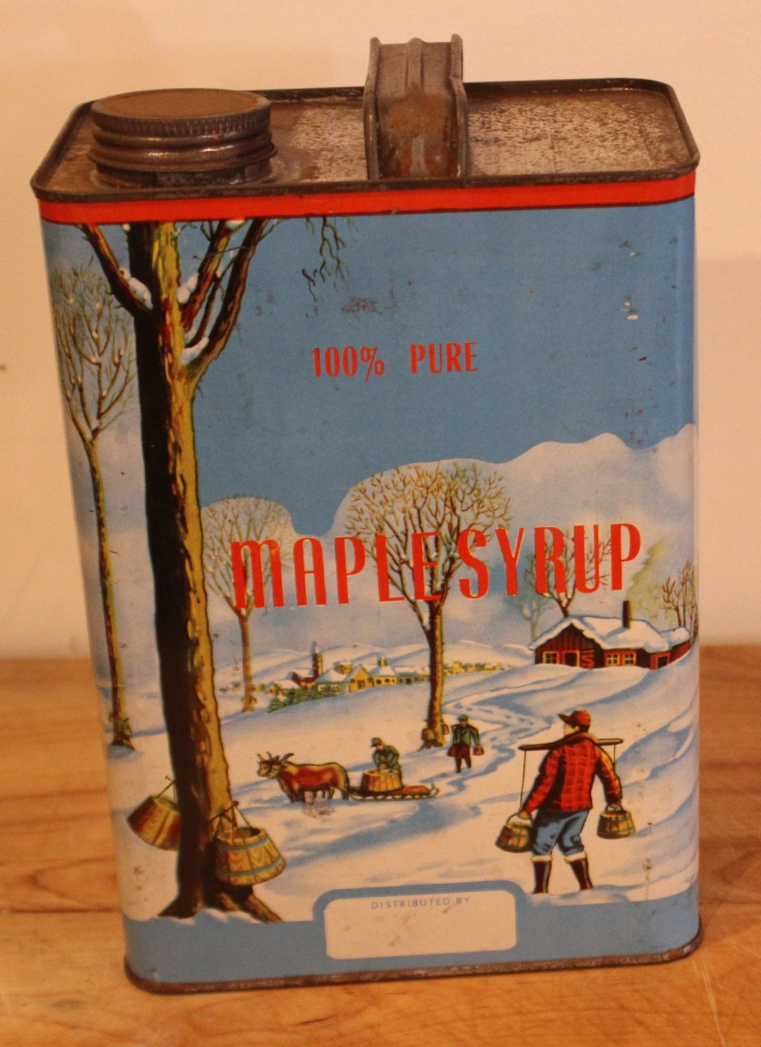 Very Bright One Gallon Pure Maple Syrup Can With Great Graphics- New ...