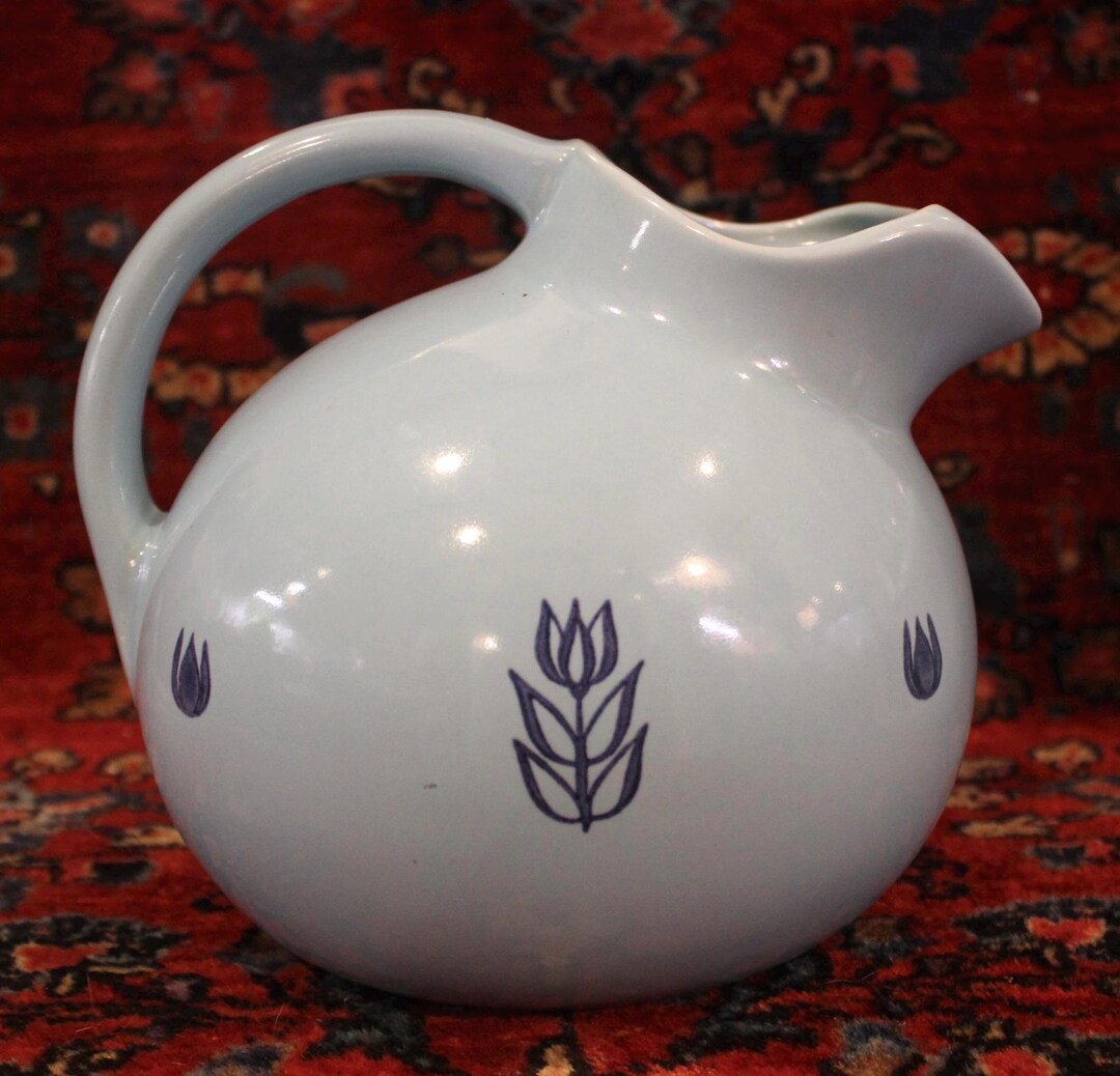 Wonderful Vintage Midcentury Robin's Egg Blue Cronin Tulip Ball Pitcher ...