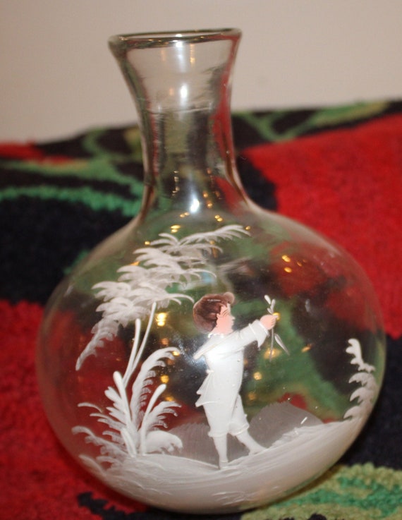 Antique Mary Gregory Hand Painted Clear Glass Carafe Circa - Etsy
