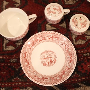 Wonderful Red and White Memory Lane Royal Ironstone Dinnerware Set-made ...