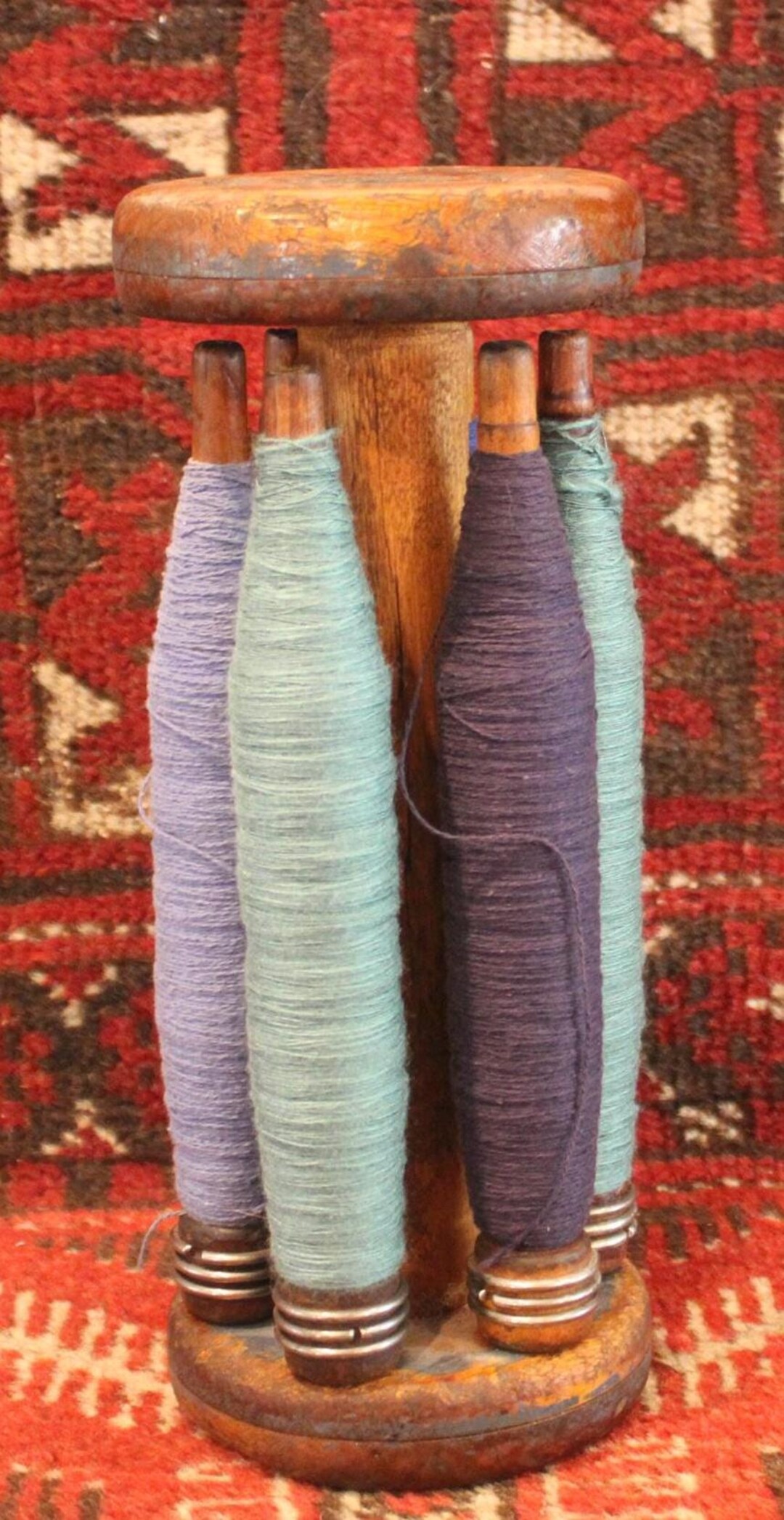 Gorgeous Antique Wood Spool With Six Bobbins-farmhouse/country ...