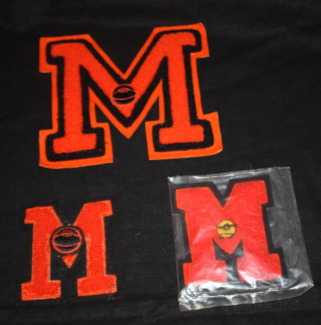 Set of Three Vintage Orange Chenille "m" Basketball Emblems for ...