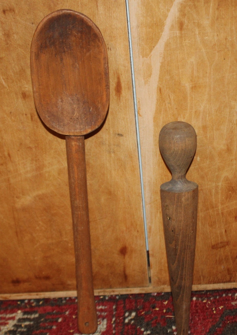 Antique Primitive Carved Wooden Spoon and Hardwood - Etsy