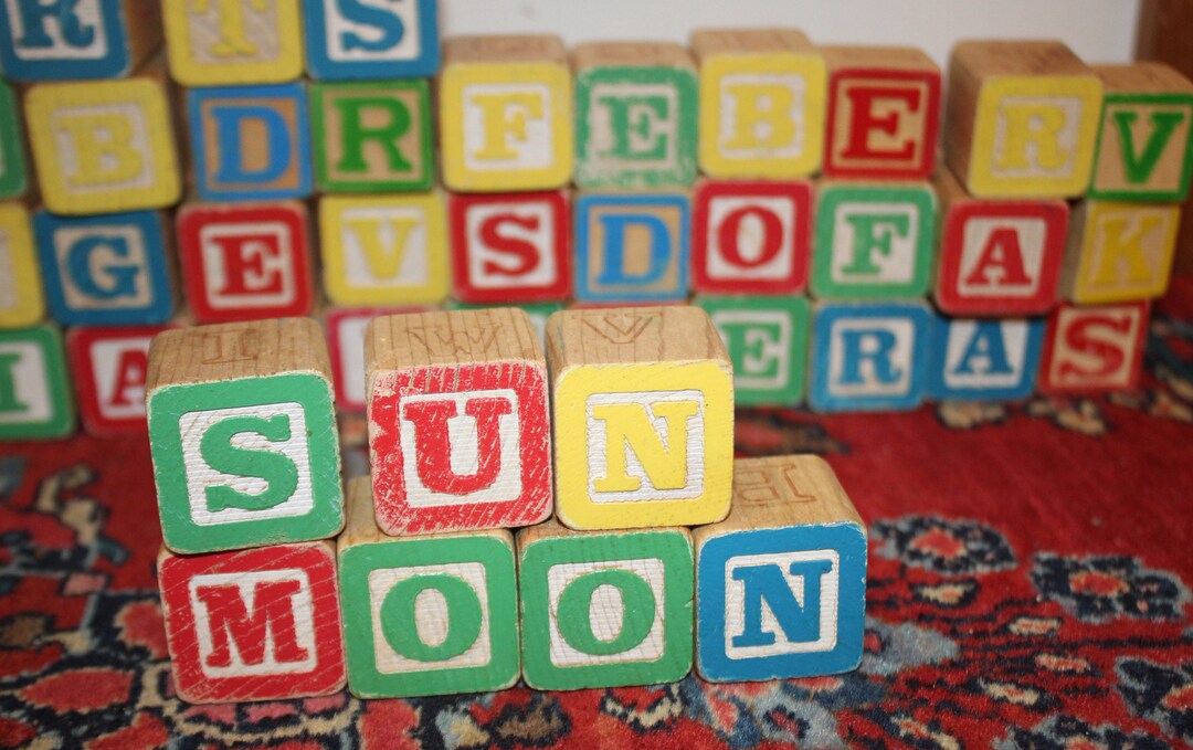 Wonderful Set of 49 Vintage Primary Color Wooden Alphabet Blocks ...