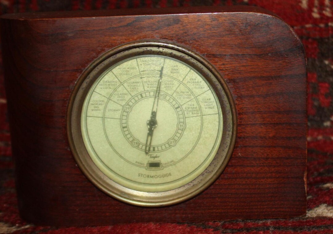 Antique Mahogany Taylor Stormoguide Barometer- Weather/forecast ...