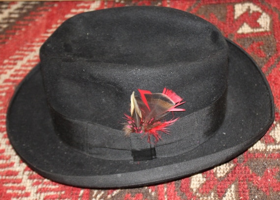 Vintage Mossant Fedora Hat with Feathers and Gros Gra… - Gem