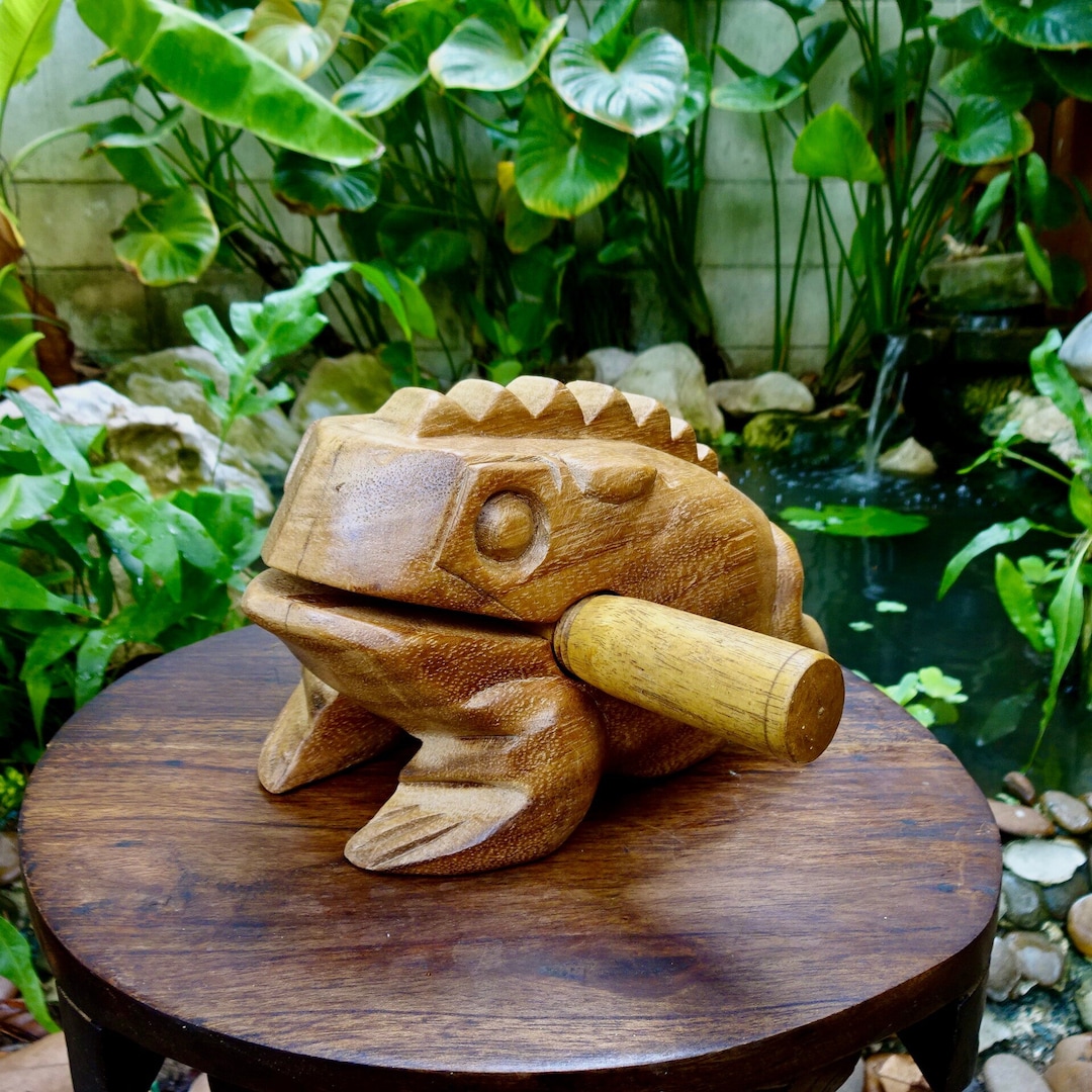 Wood Frog Instrument | Thai Handmade Wooden Toy | Percussion Guiro | 6 ...