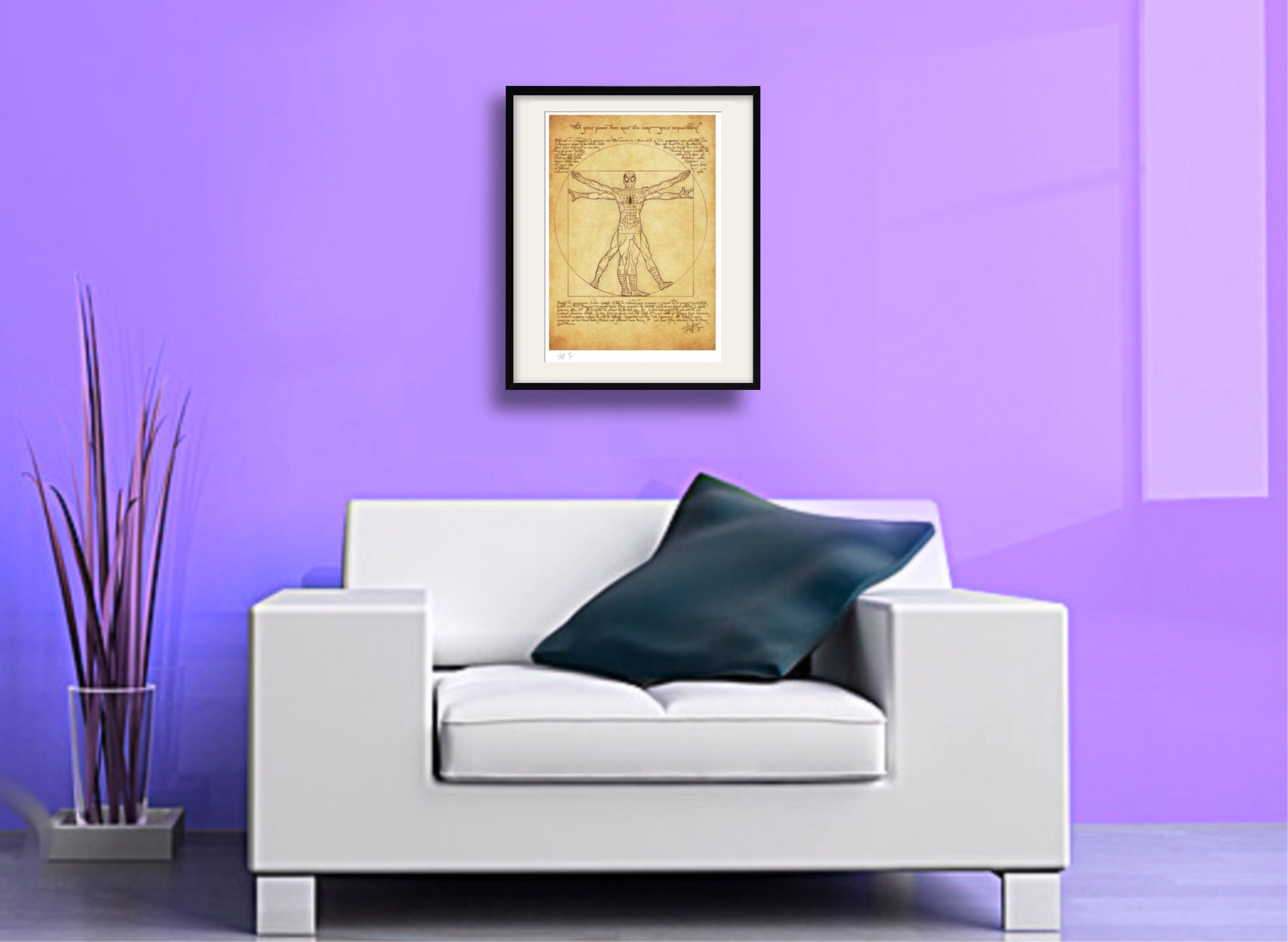 Vitruvian Spiderman Fine Art Paper Print by Ant Fox With Augmented ...