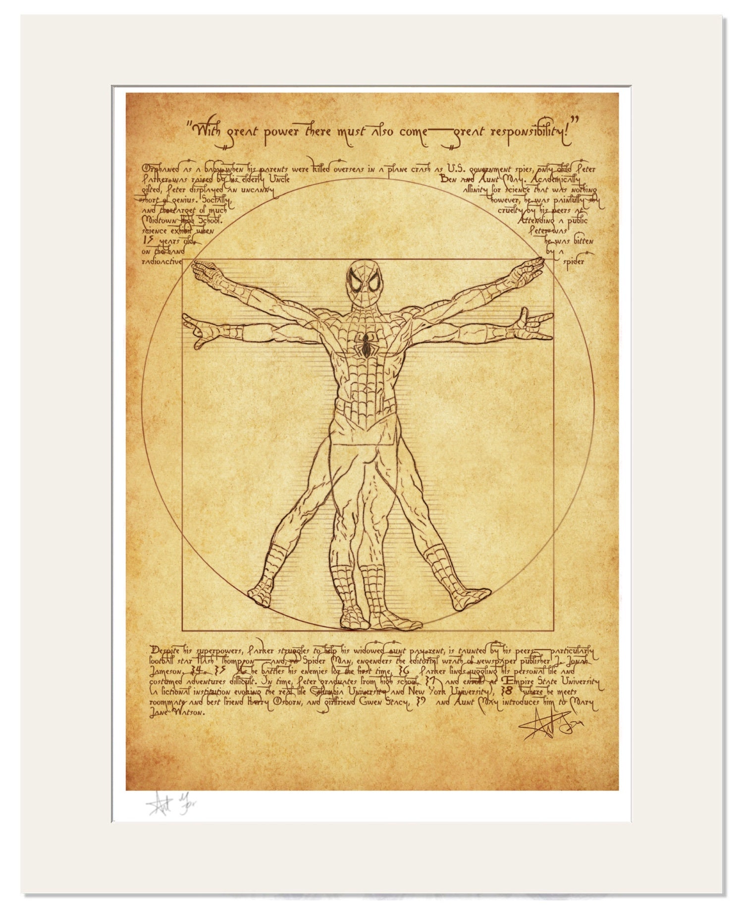 Vitruvian Spiderman Fine Art Paper Print by Ant Fox With Augmented ...