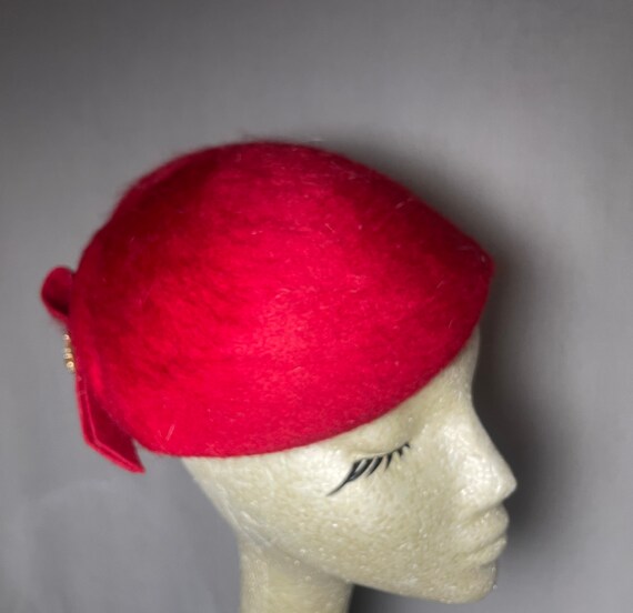 Red Beret Vintage Hat Church, Formal Occasions Wedd… - Gem