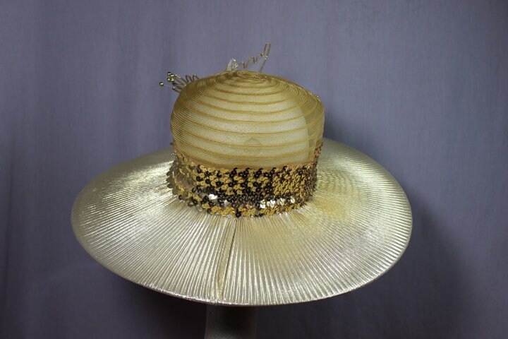 Flamboyant Gold 80s Dynasty Style Hat Weddings Church Parties Stage ...