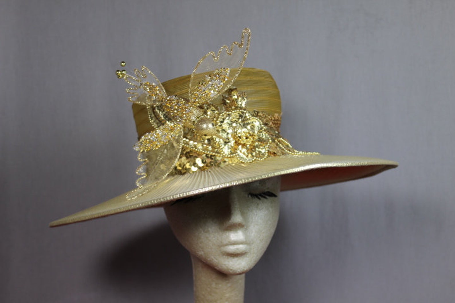 Flamboyant Gold 80s Dynasty Style Hat Weddings Church Parties - Etsy