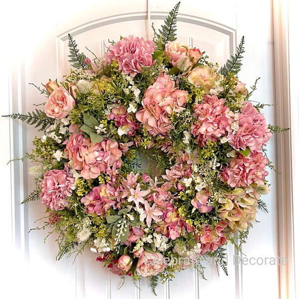 Pink Floral Wreath - Etsy