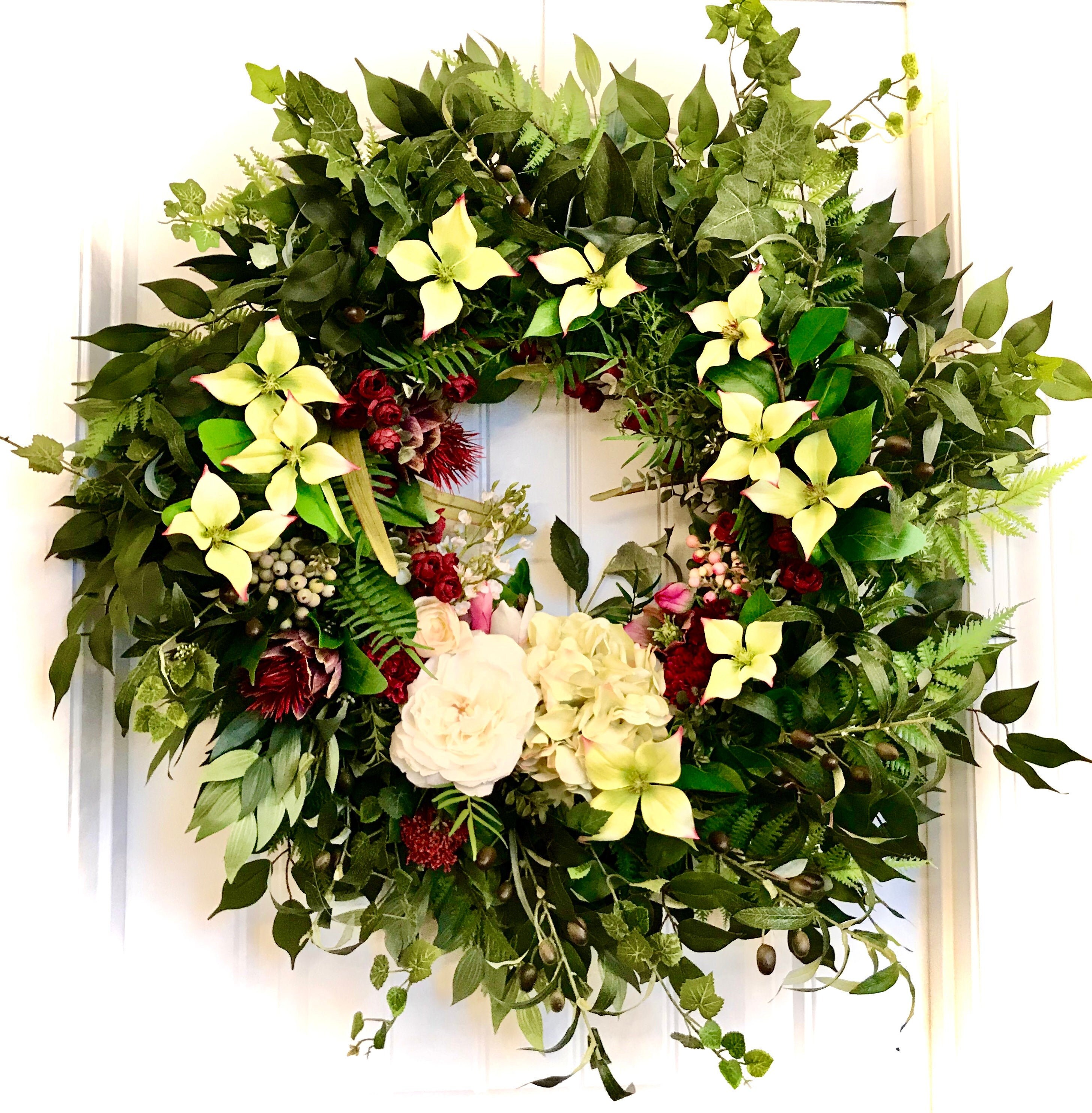 READY TO SHIP Large Spring Greenery Wreath for Front Door | Etsy