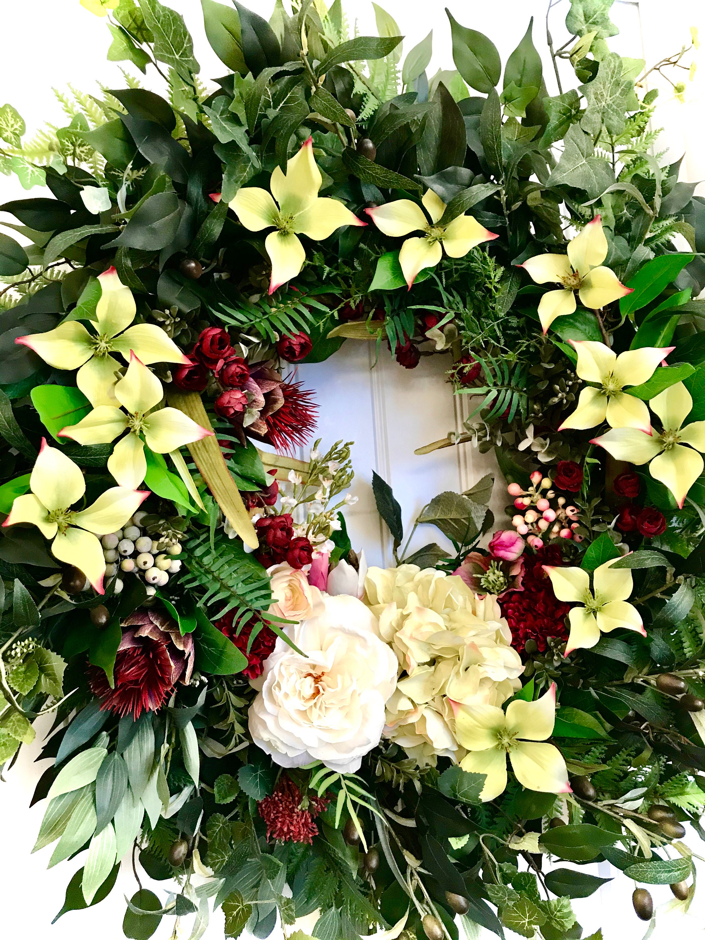 READY TO SHIP Large Spring Greenery Wreath for Front Door | Etsy