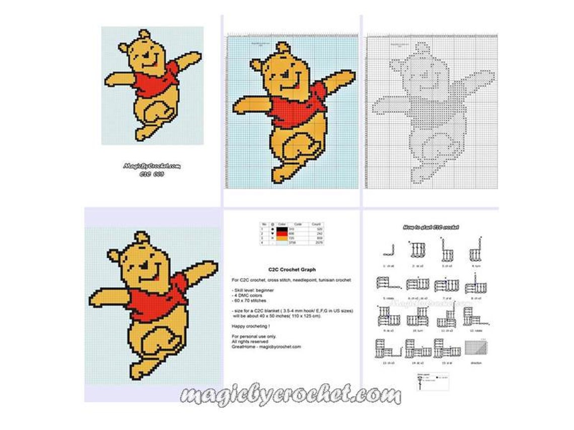 C2C Crochet Graph Winnie the Pooh PDF Instant Download | Etsy