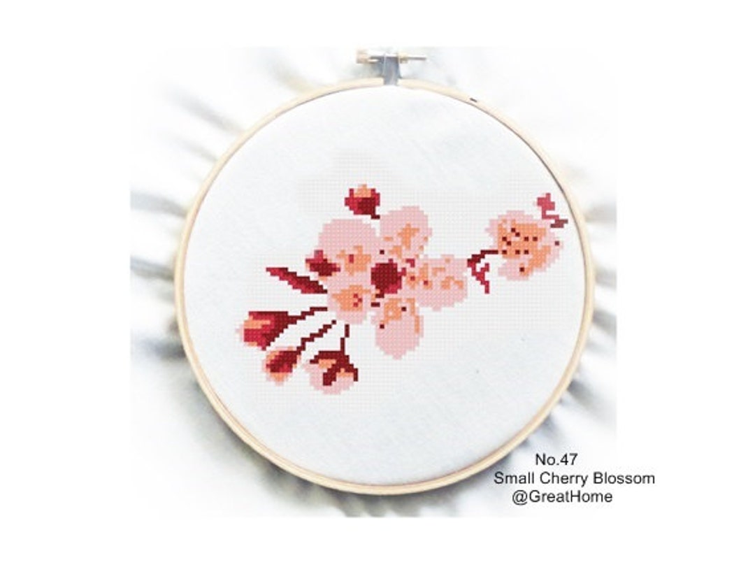 Cherry Blossom Cross Stitch Chart Pattern, Beginner Level, Crochet ...