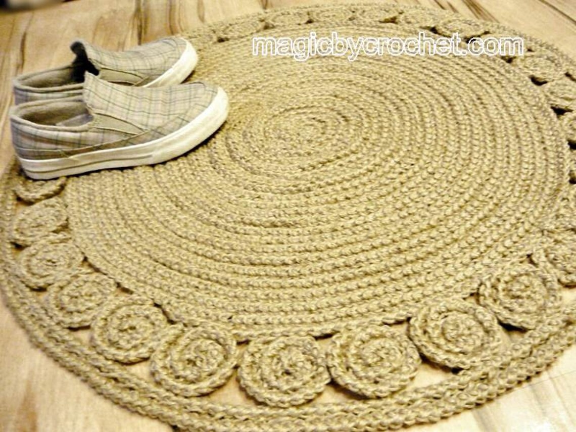 Jute rug Braided rug Round crochet rug Handmade rug | Etsy