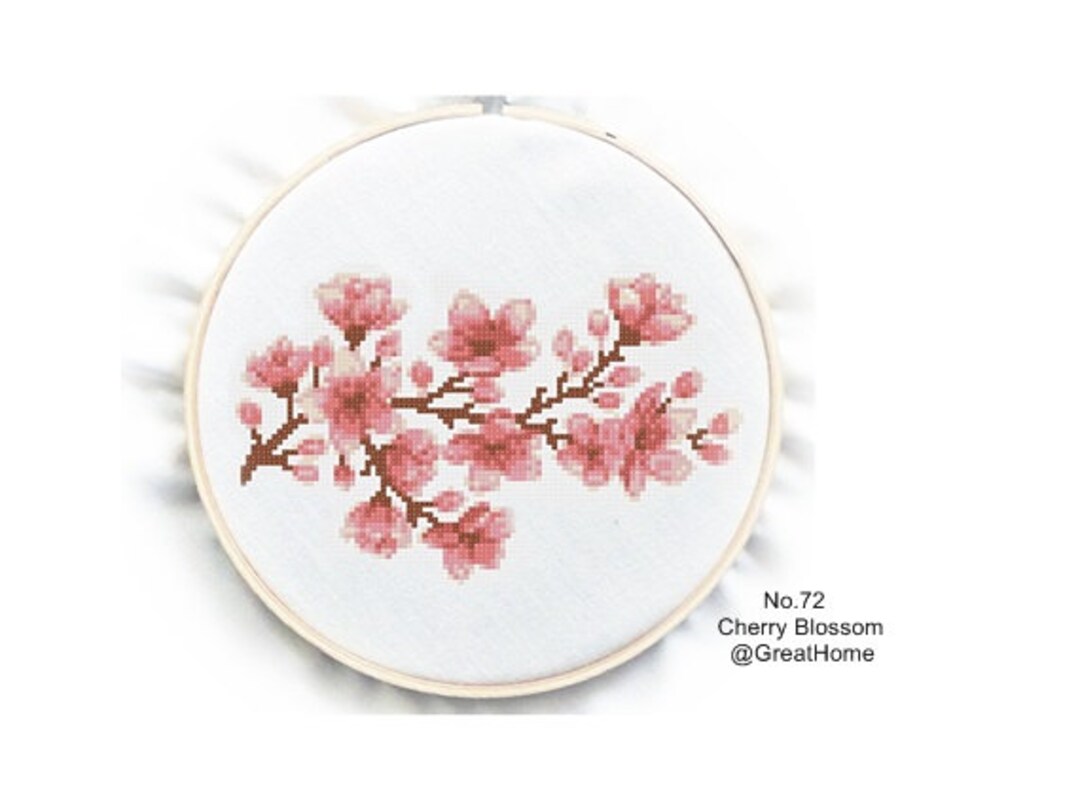 Cherry Blossom Cross Stitch Pattern, Counted Chart PDF Instant Download ...