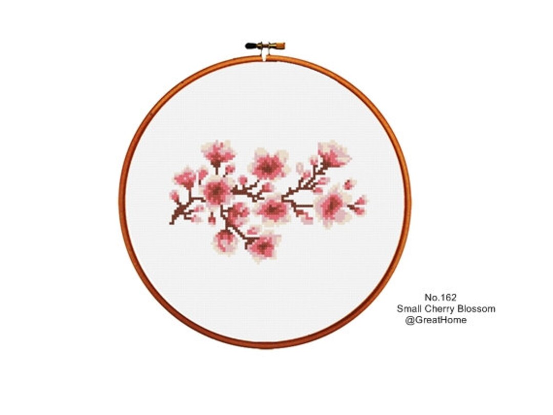 Small Cherry Blossom Cross Stitch Chart Pattern, PDF Instant Download ...